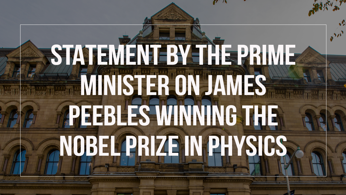 Statement by the Prime Minister on James Peebles winning the Nobel ...