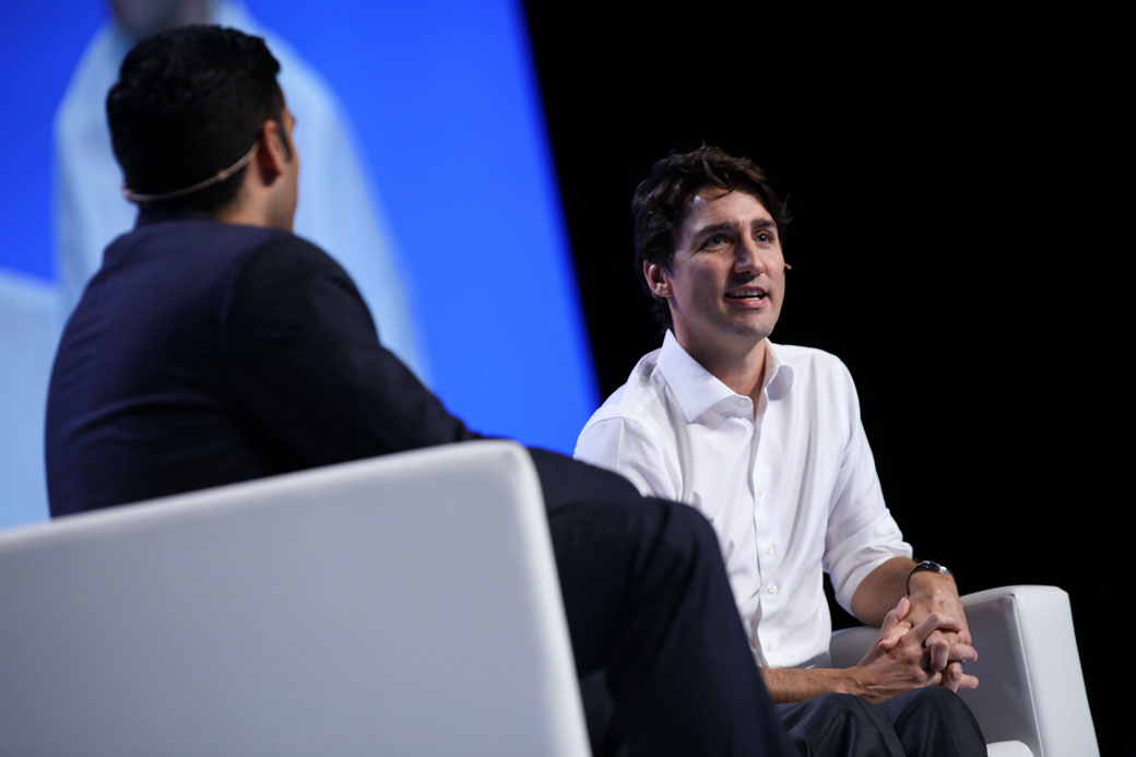Prime Minister Justin Trudeau takes part in a Q&A during the YPO EDGE ...